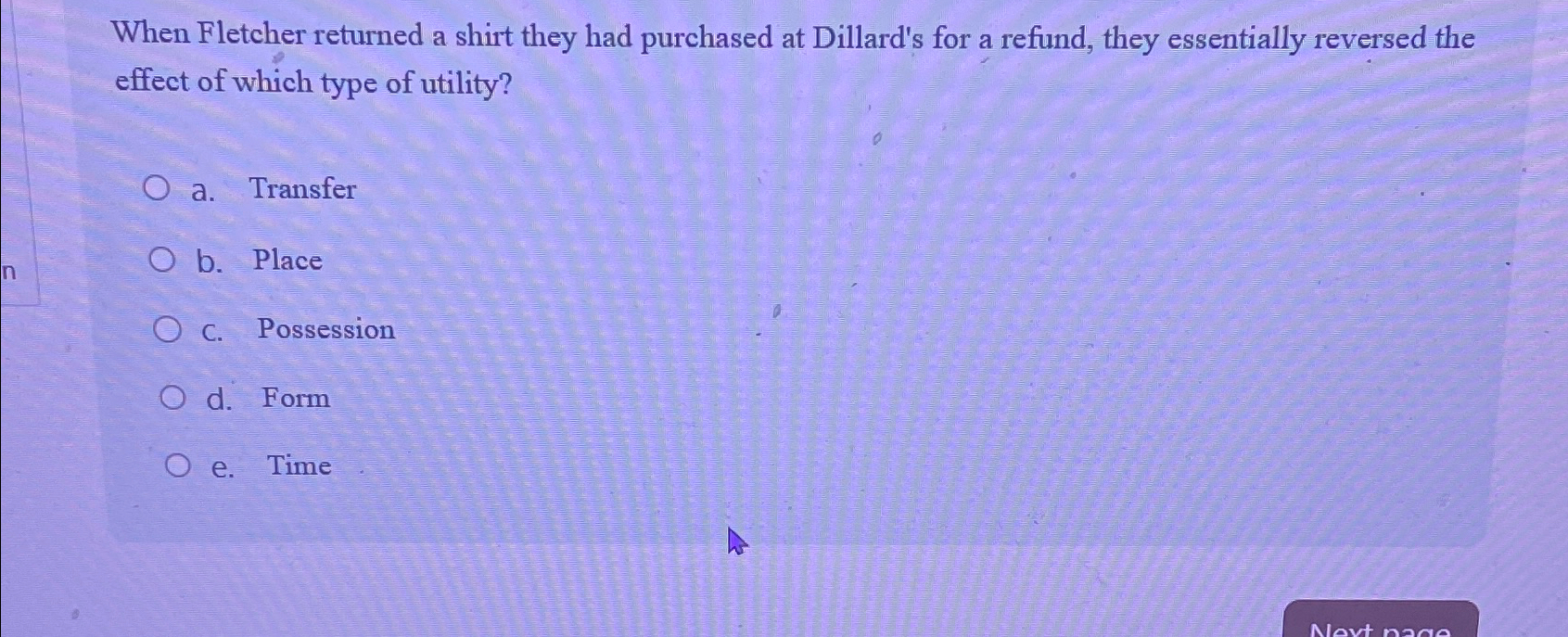 Solved When Fletcher returned a shirt they had purchased at | Chegg.com