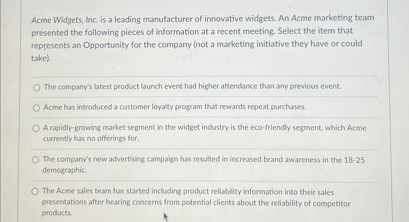 Solved Acme Widgets, Inc. is a leading manufacturer of | Chegg.com