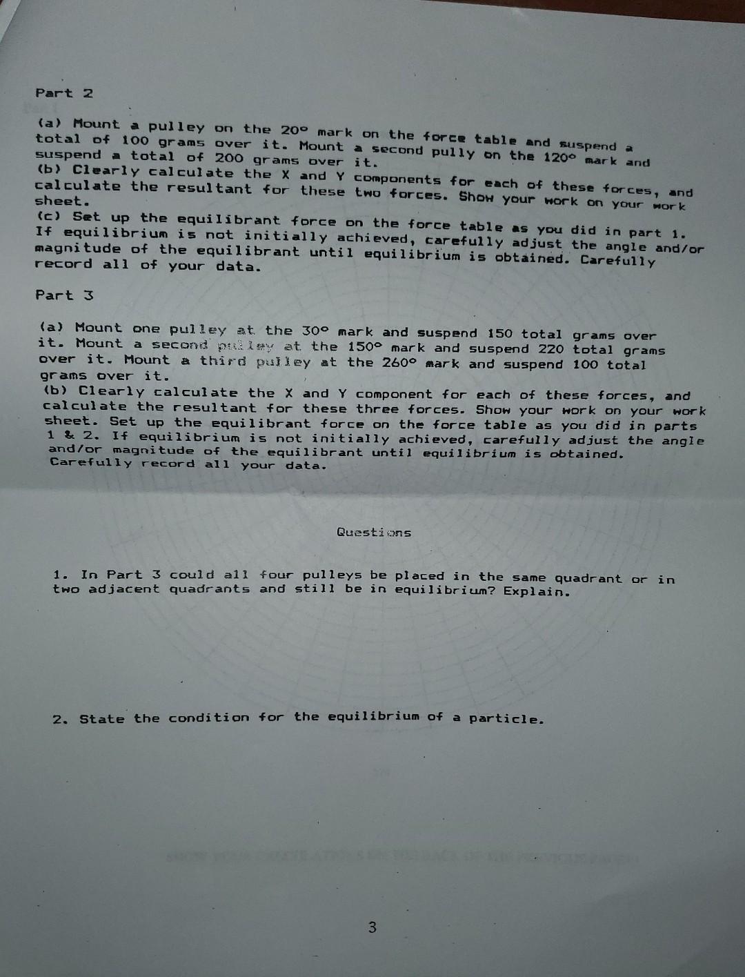 ADDITION OF VECTORS. EQUILIBRIUM OF A PARTICLE When a | Chegg.com