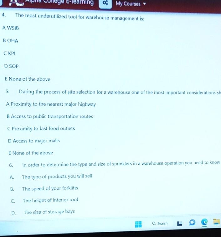 Solved The most underutilized tool for warehouse management | Chegg.com