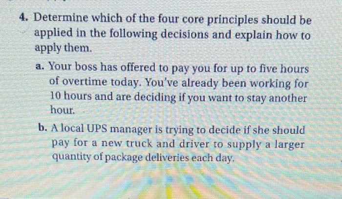 Solved 4. Determine which of the four core principles should | Chegg.com