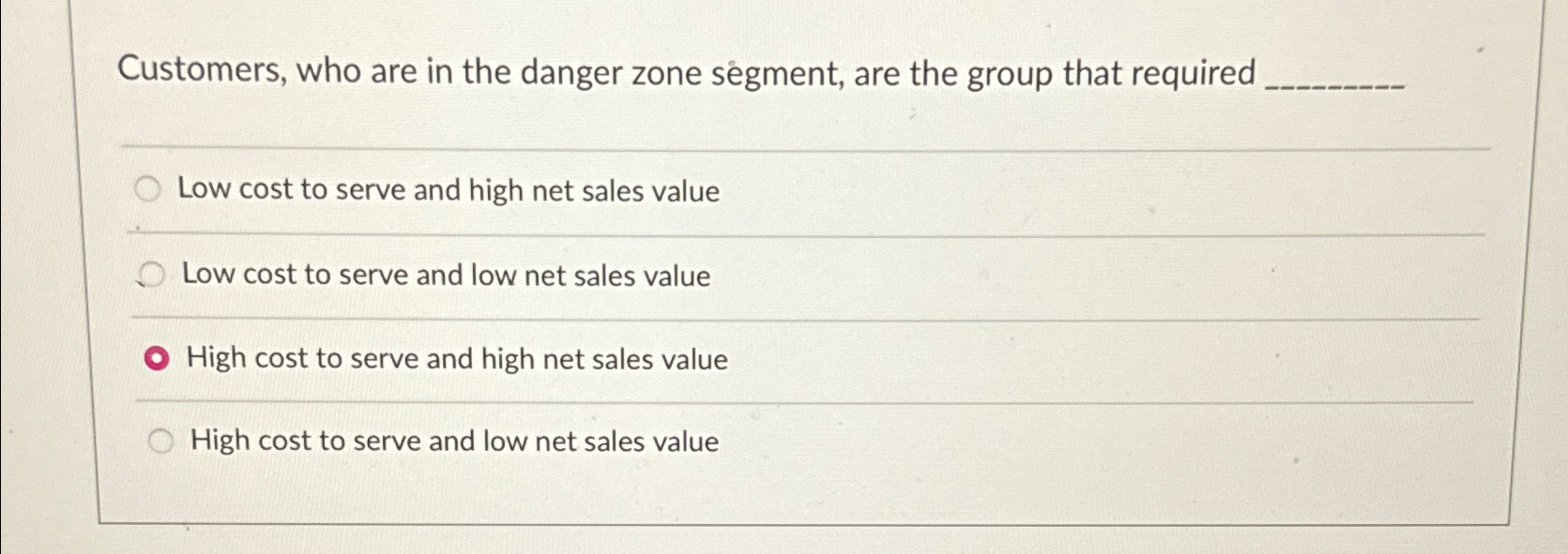 Solved Customers, who are in the danger zone segment, are | Chegg.com