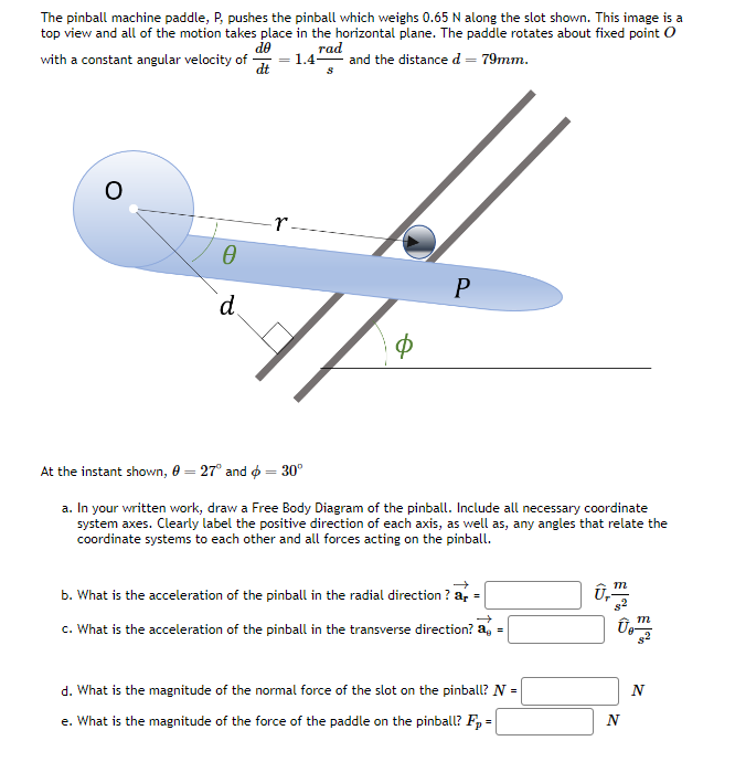 Solved The pinball machine paddle, P, ﻿pushes the pinball | Chegg.com