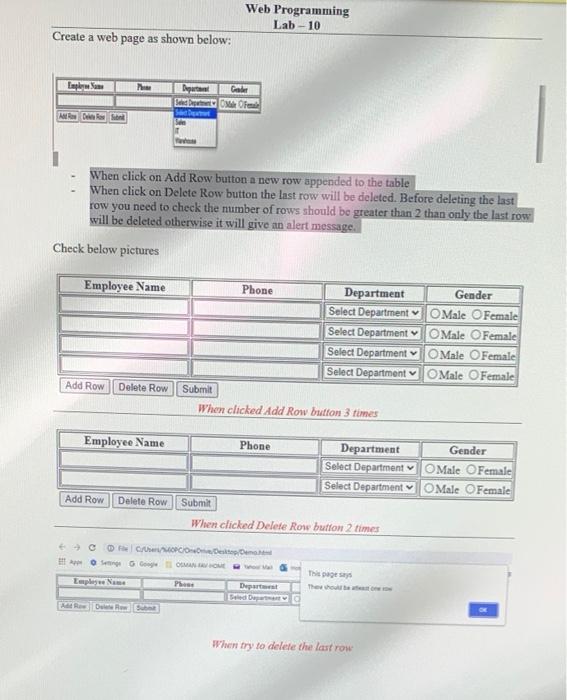 Solved Web Programming Lab - 10 Create a web page as shown | Chegg.com