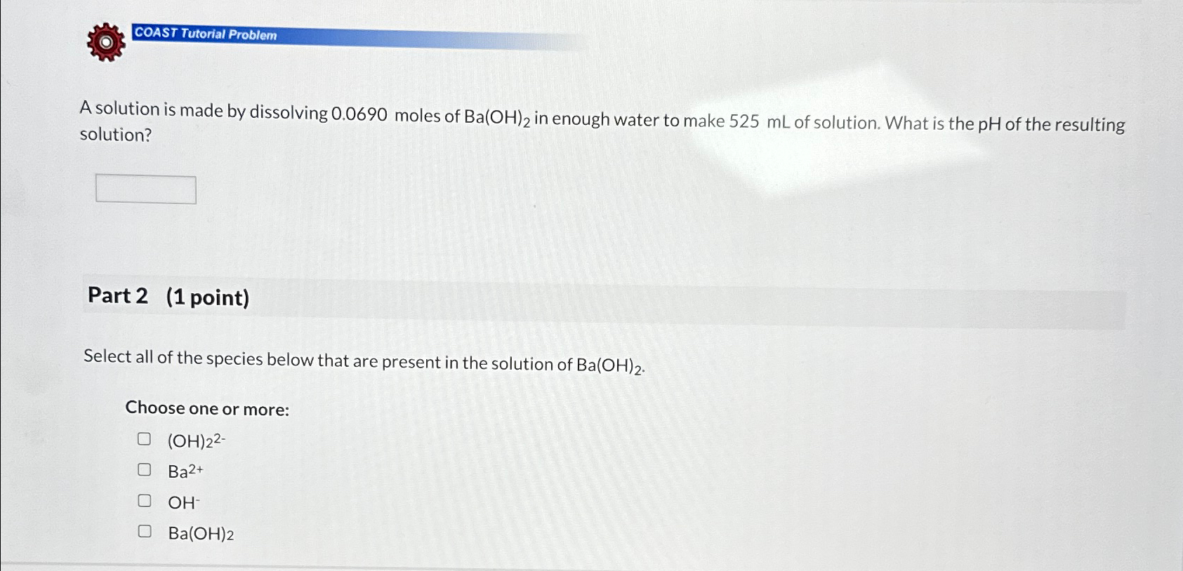 Solved COAST Tutorial ProblemA solution is made by | Chegg.com