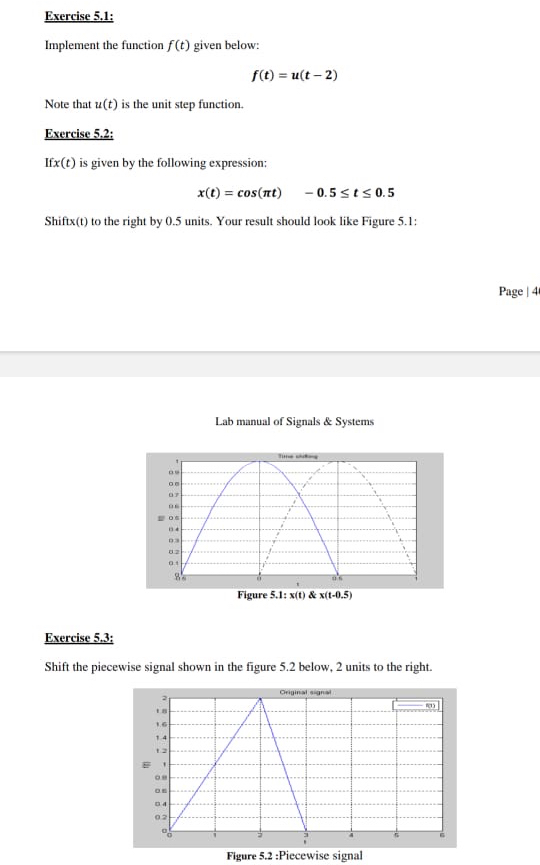 Solved Exercise 5.1:Implement the function f(t) ﻿given | Chegg.com