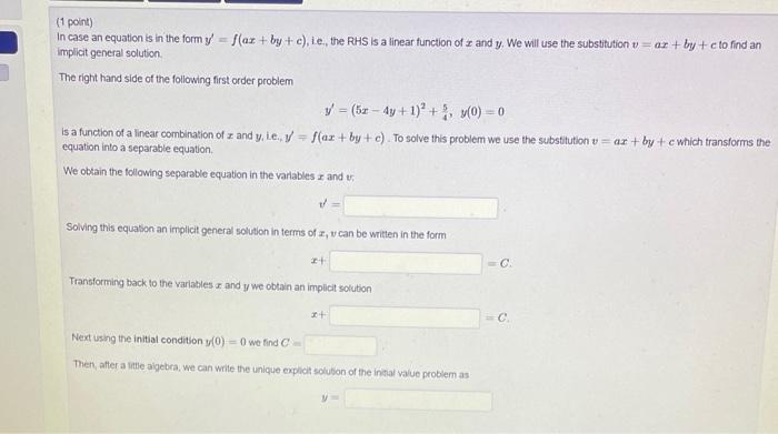 Solved 1 points) n case an equation is in the form | Chegg.com