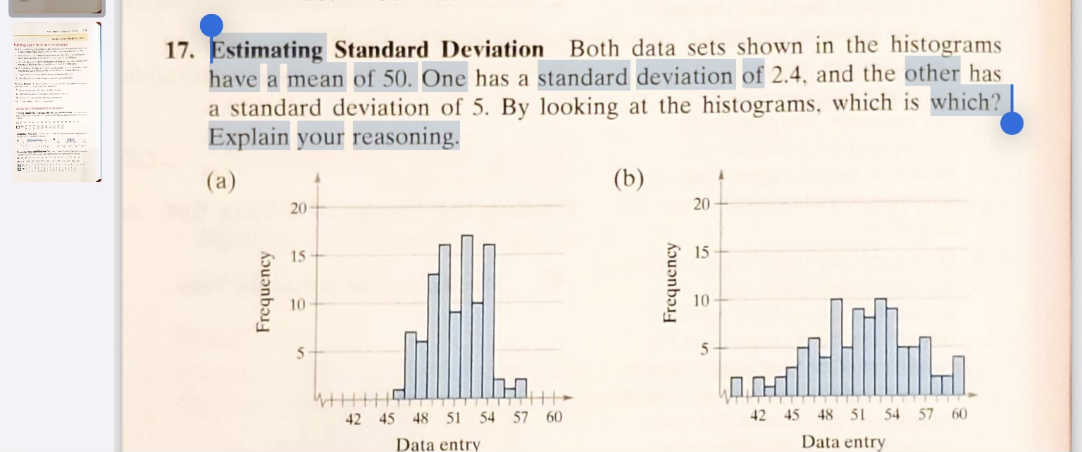 Solved Estimating Standard Deviation Both data sets shown in | Chegg.com