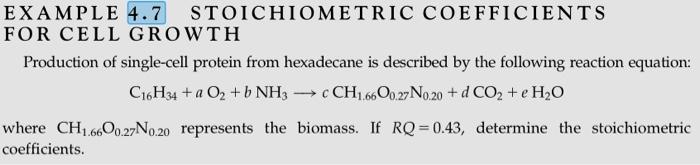 Solved EXAMPLE 4.7 STOICHIOMETRIC COEFFICIENTS FOR CELL | Chegg.com