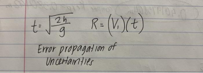 Solved Calculate the uncertainth through error propagation | Chegg.com