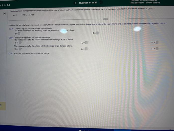 Solved There is priy one possibie taiutmen for the triangie | Chegg.com