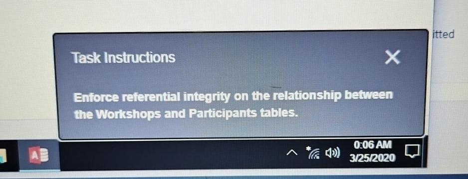 Solved Task InstructionsEnforee referential integrity on the | Chegg.com