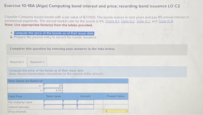 Solved Exercise 10-18A (Algo) Computing bond interest and | Chegg.com