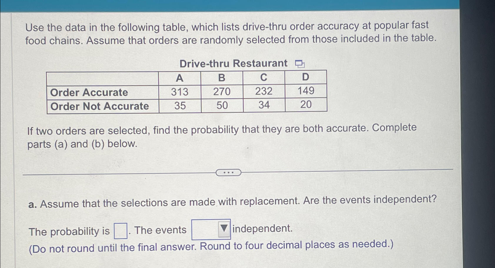 Solved Use the data in the following table, which lists | Chegg.com