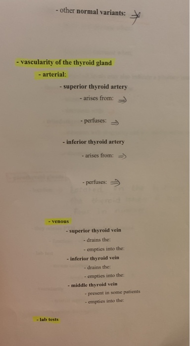Solved - other normal variants: - vascularity of the thyroid | Chegg.com