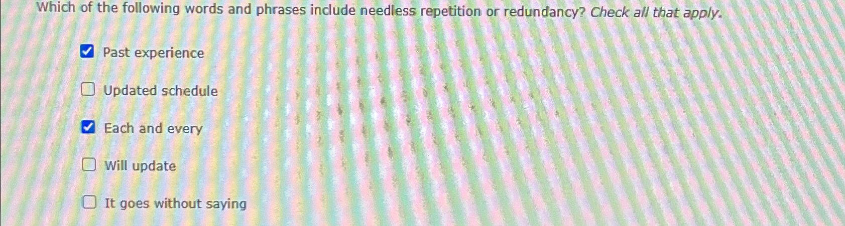 Solved Which of the following words and phrases include | Chegg.com