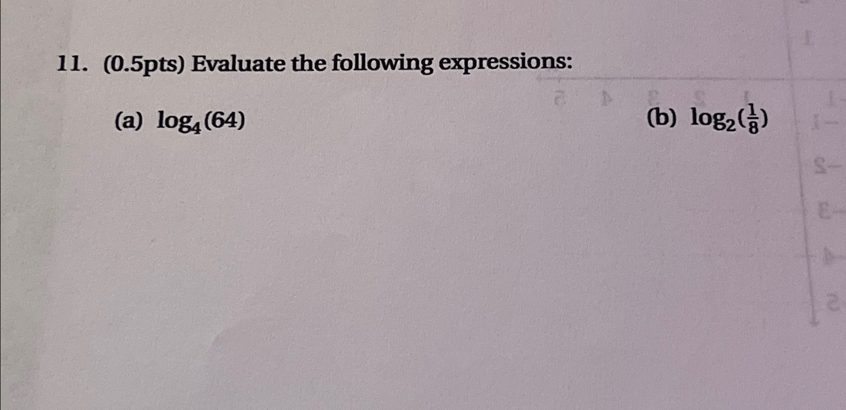Solved (0.5pts) ﻿Evaluate the following | Chegg.com