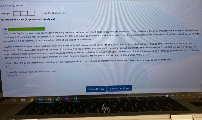 Solved ack to Assignment Attempts: Keep the Highest: / 2 8. | Chegg.com