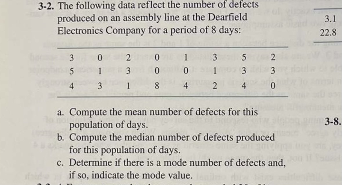 Solved 3-2. ﻿The following data reflect the number of | Chegg.com