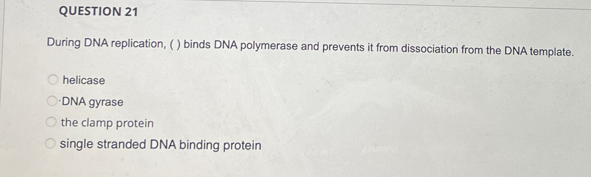 Solved QUESTION 21 ﻿During DNA replication, ( ) ﻿binds DNA | Chegg.com