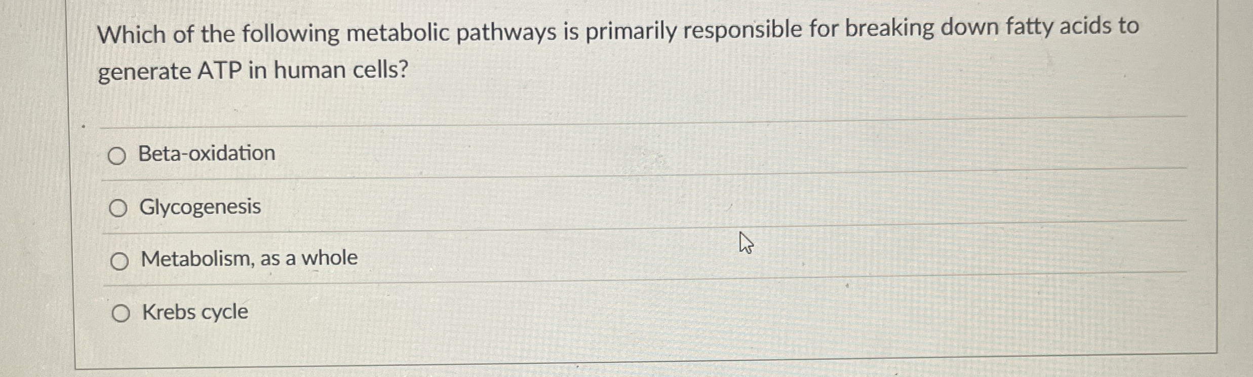 Solved Which of the following metabolic pathways is | Chegg.com