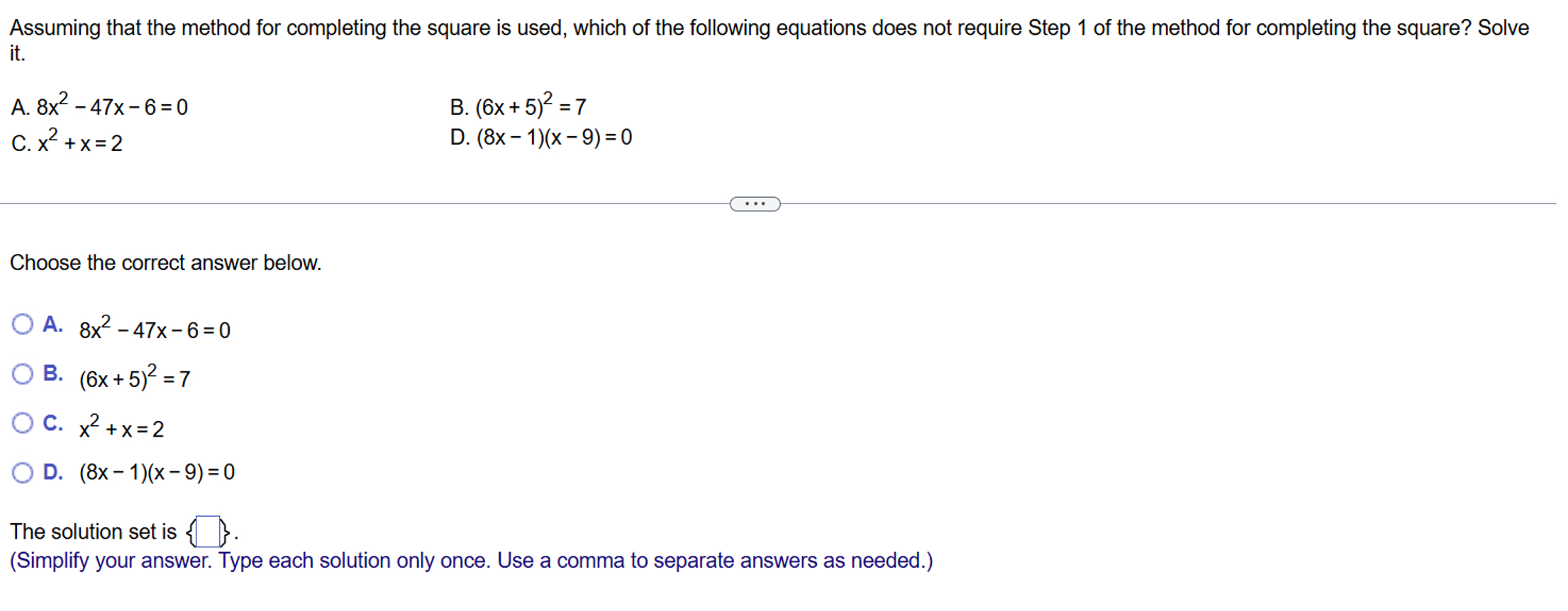 Solved Assuming that the method for completing the square is | Chegg.com