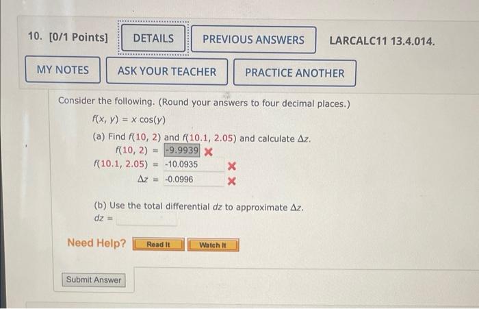 Consider the following. (Round your answers to four | Chegg.com