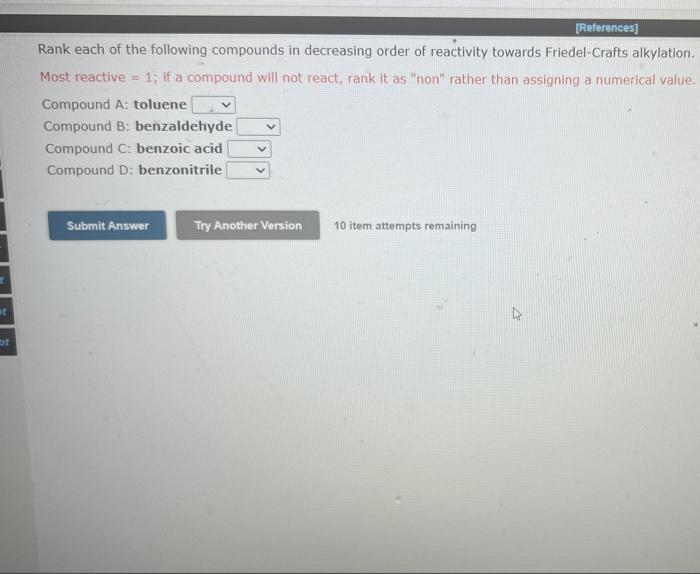 Solved Rank Each Of The Following Compounds In Decreasing