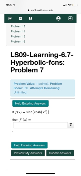 Solved 7:55 ww3.math.msu.edu е Problem 13 Problem 14 Problem | Chegg.com