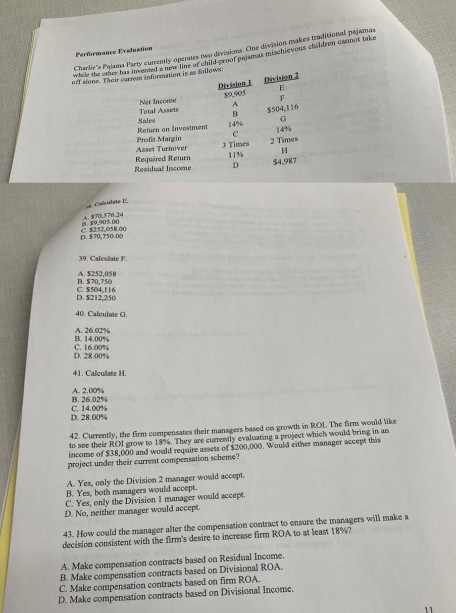 Solved Performance EvaluationCharlie's Pajama Party | Chegg.com