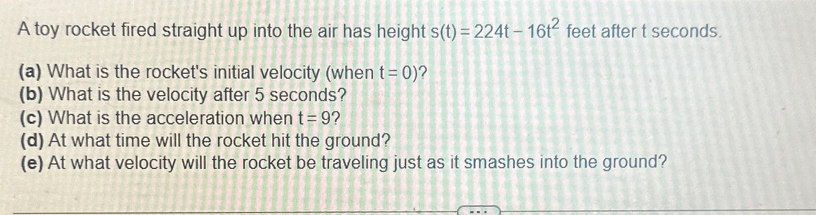 Solved A toy rocket fired straight up into the air has | Chegg.com