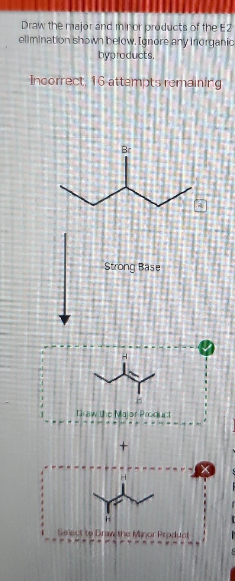 Solved Draw the major and minor products of the E2 | Chegg.com