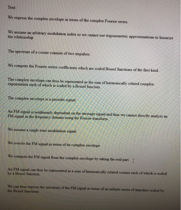 Solved Text: We express the complex envelope in terms of the | Chegg.com