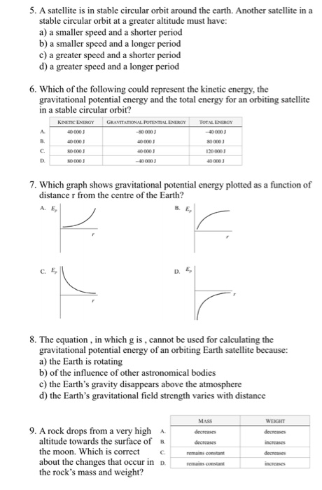 Solved 5. A satellite is in stable circular orbit around the | Chegg.com