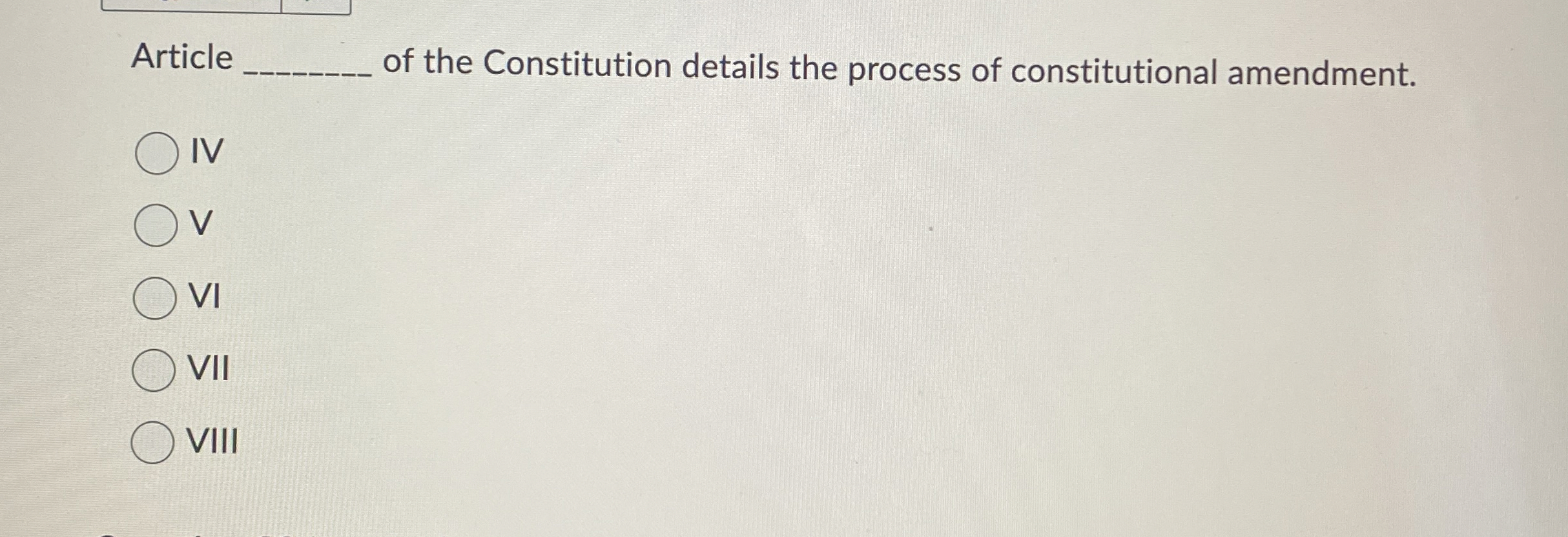 Solved Articleof the Constitution details the process of | Chegg.com