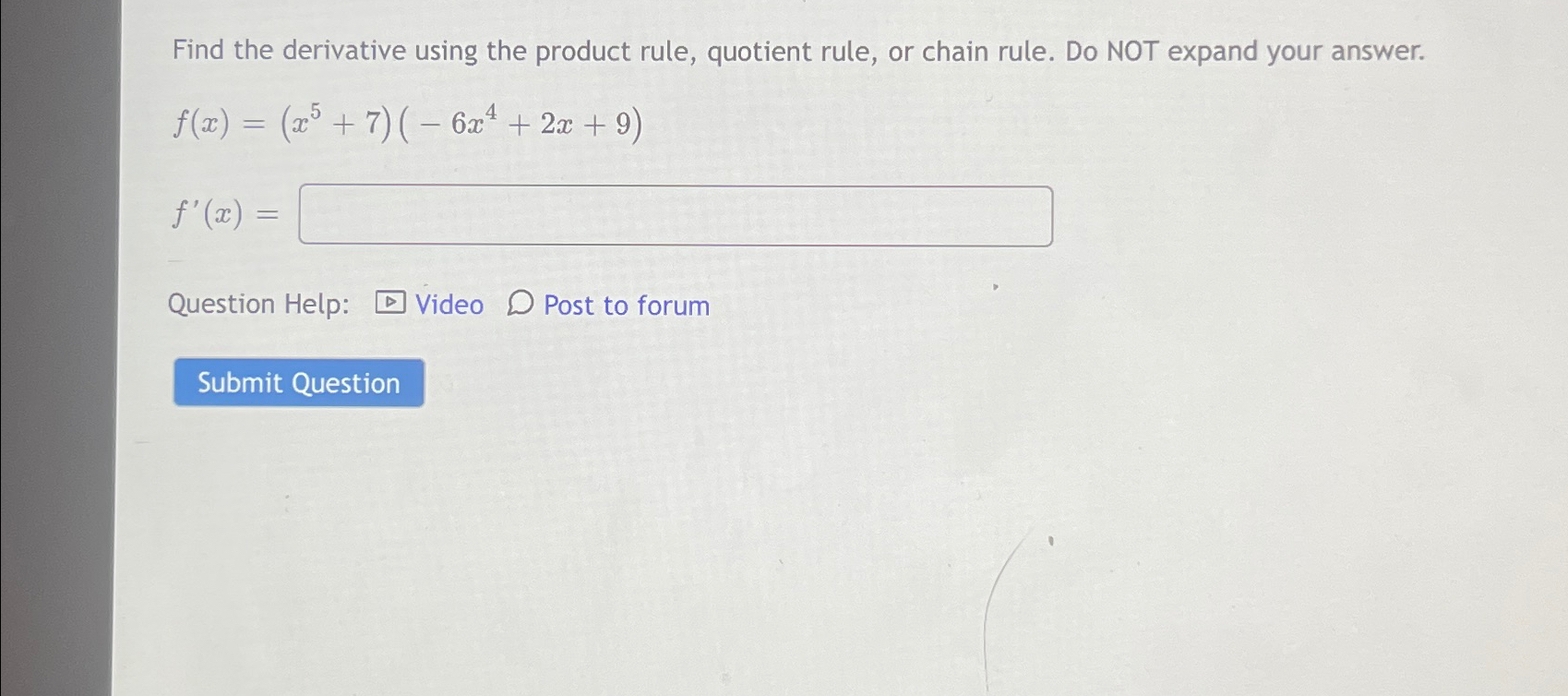 Solved Find the derivative using the product rule, quotient | Chegg.com