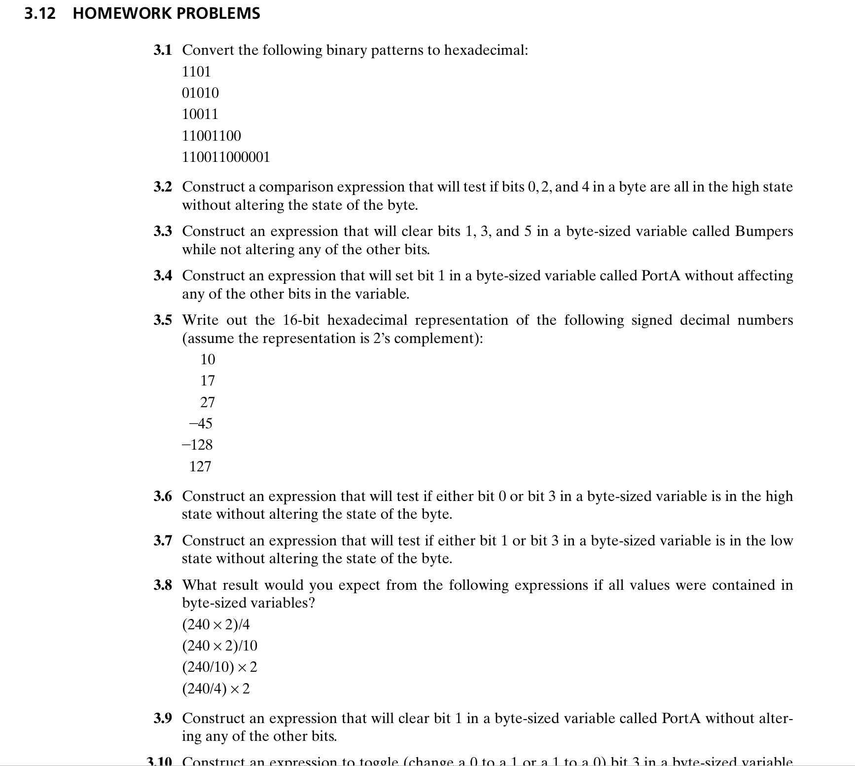 Solved 3.12 ﻿HOMEWORK PROBLEMS3.1 ﻿Convert the following | Chegg.com