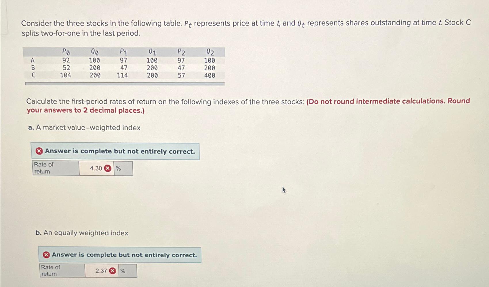 Solved Consider the three stocks in the following table. Pt | Chegg.com
