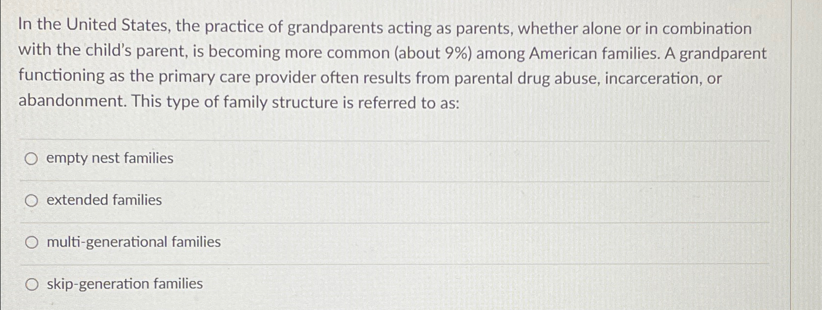Solved In the United States, the practice of grandparents | Chegg.com