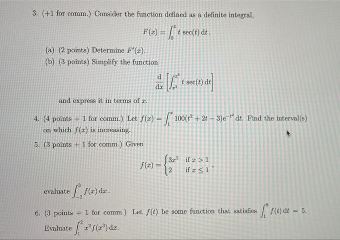 Solved 3. (+1 for comm.) Consider the function defined as a | Chegg.com