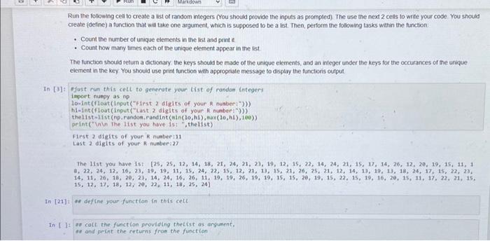 Solved Ku Markdown Run the following cell to create a list | Chegg.com