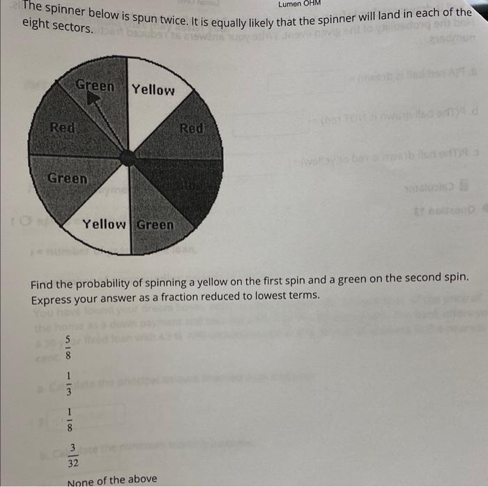 Solved eight sectors. Find the probability of spinning a | Chegg.com