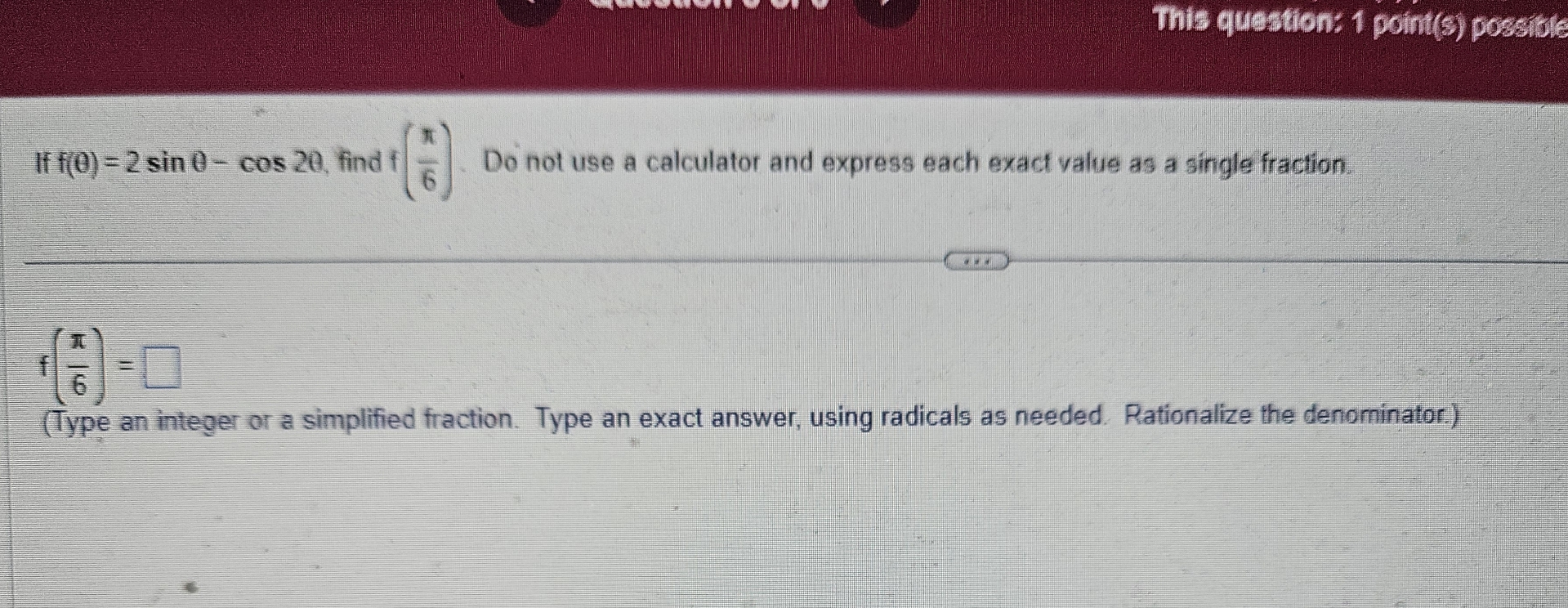 Solved This question: 1 point(s) possible\\nIf f(\\\\theta | Chegg.com
