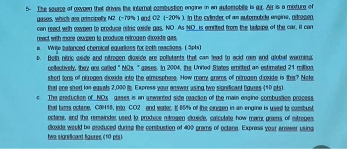 Solved The source of oxygen that drives the internal | Chegg.com