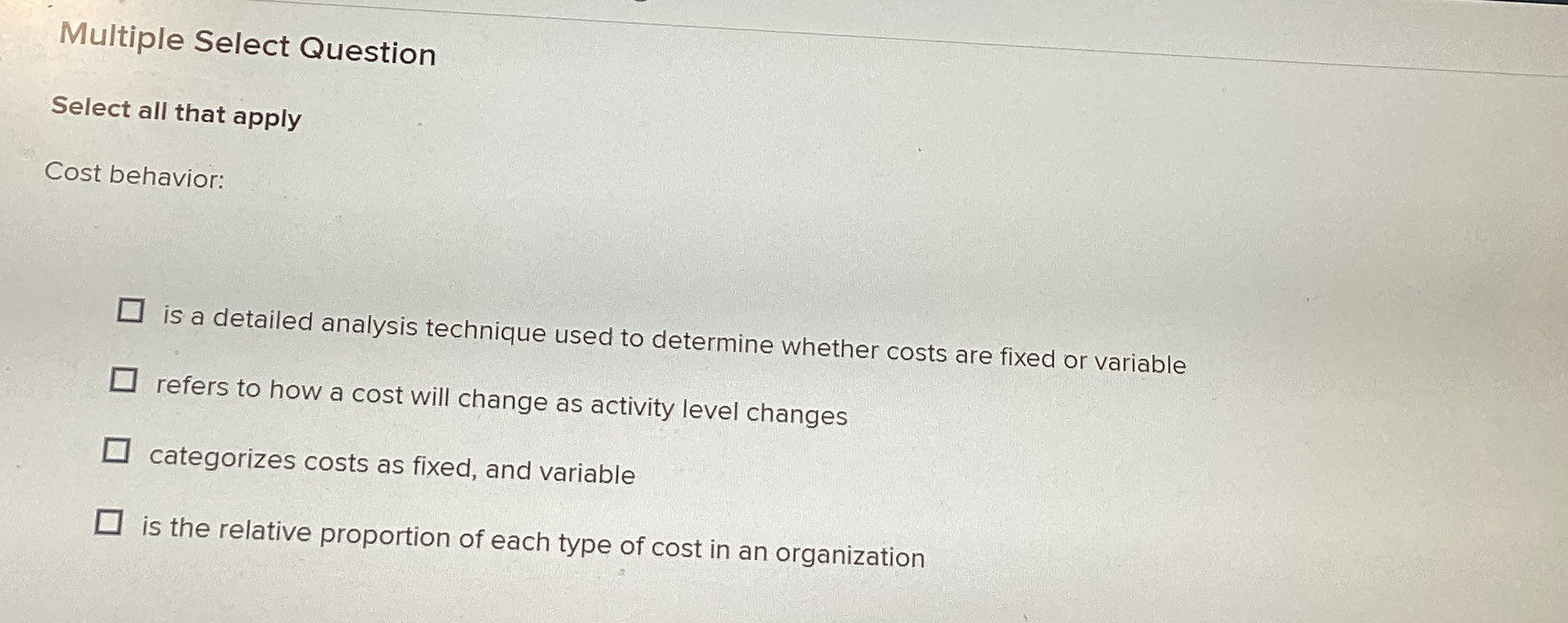 Solved Multiple Select QuestionSelect all that applyCost | Chegg.com