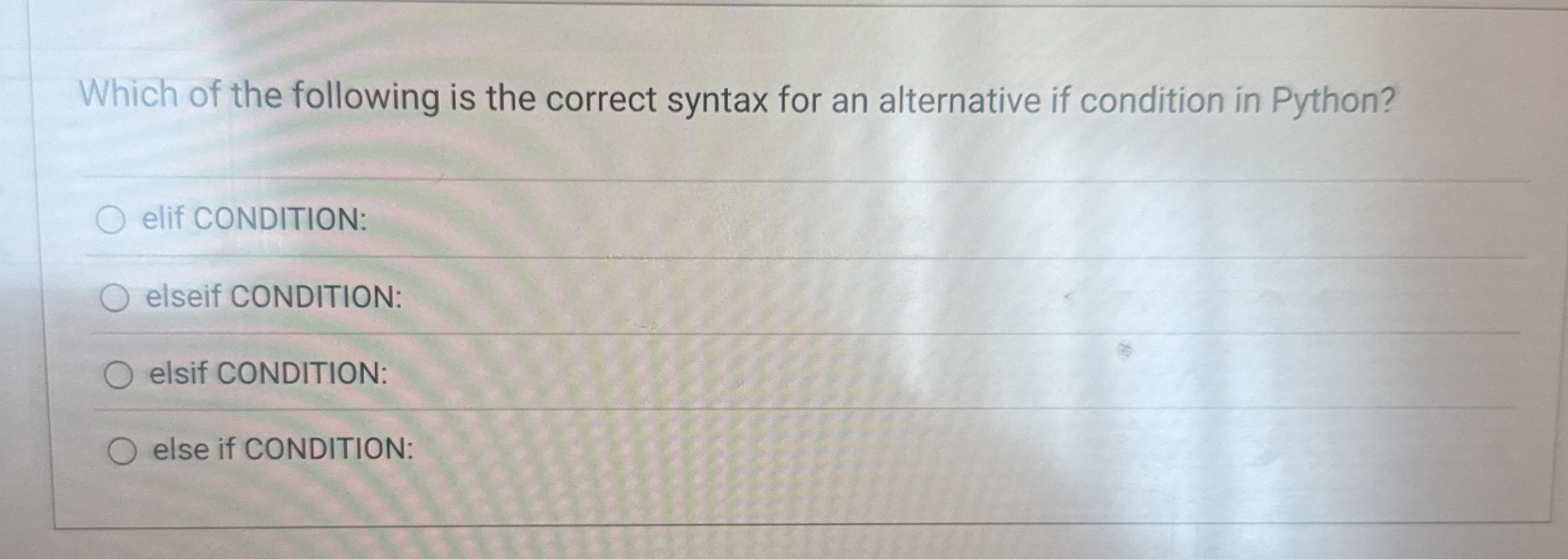 Solved Which of the following is the correct syntax for an | Chegg.com