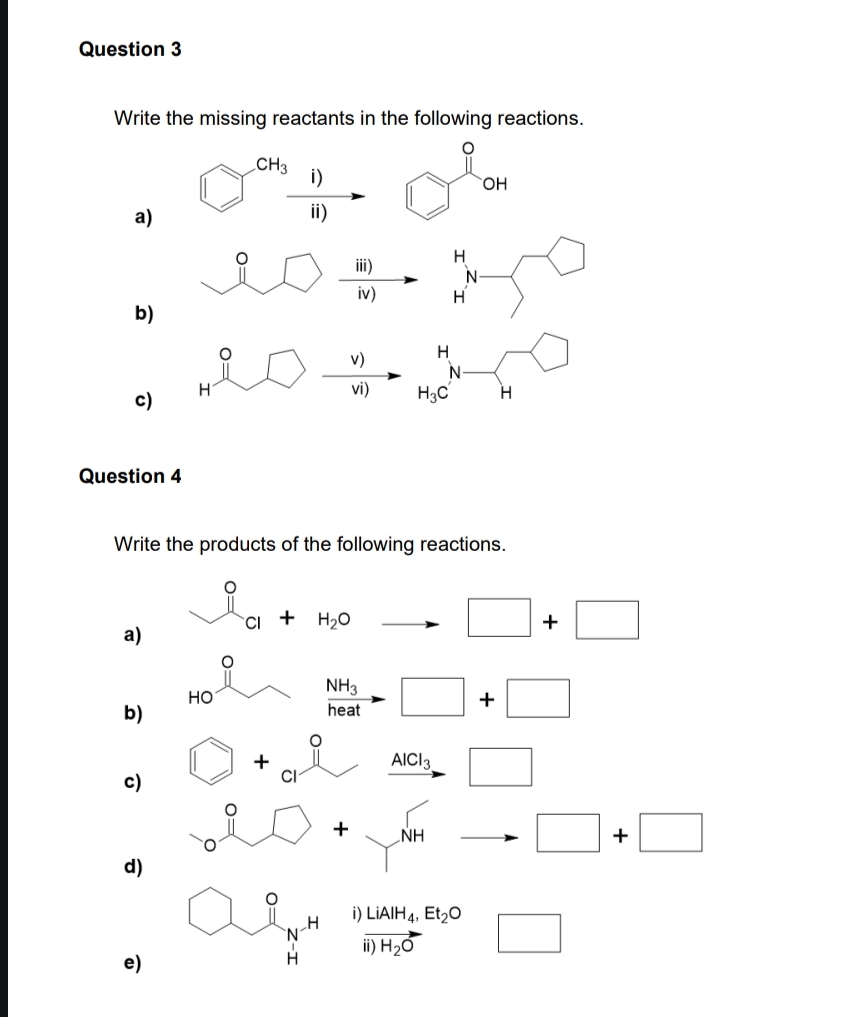 Solved Question 3Write the missing reactants in the | Chegg.com Solved Question 3Write the missing reactants in the | Chegg.com