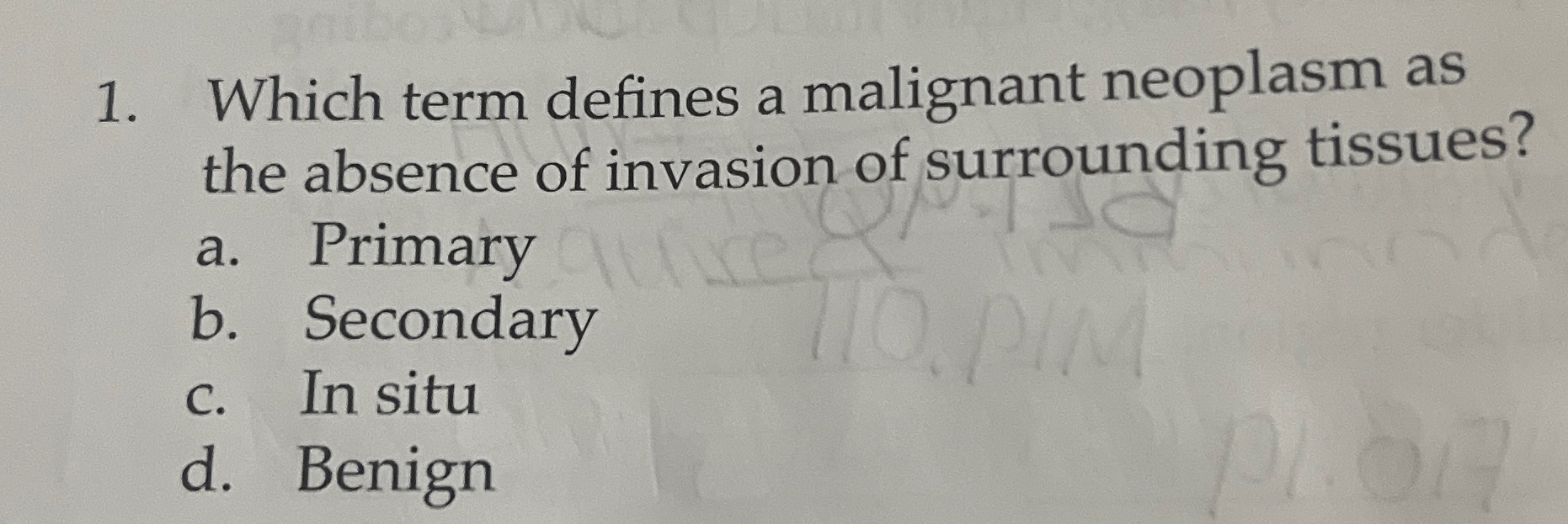Solved Which term defines a malignant neoplasm as the | Chegg.com