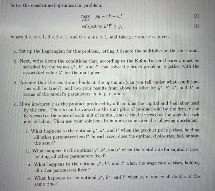 Solved Solve The Constrained Optimization Problem