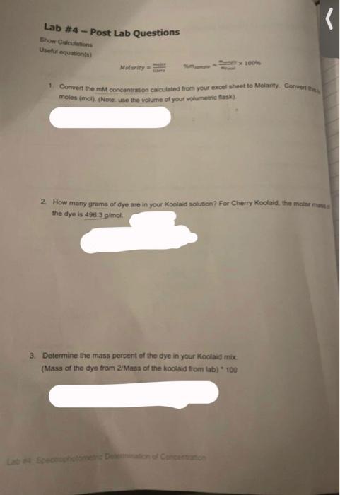 Solved Lab #4 - Post Lab Questions 5how Calculabons Useful | Chegg.com